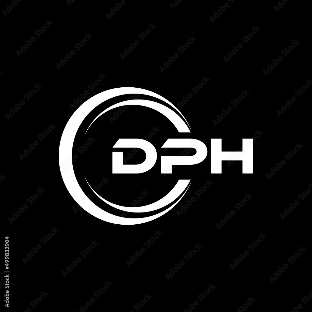 DPH letter logo design with black background in illustrator, vector ...