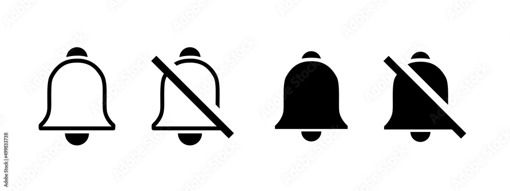 Bell icon set. Doorbell icons for apps. Flat template with bells icon ...