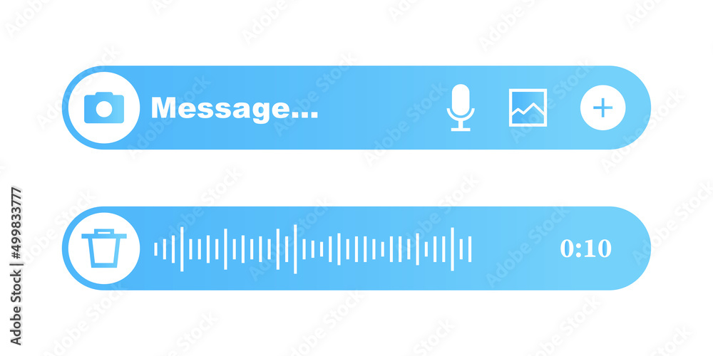 Modern text and voice message ui. Messenger textbox and audio waveform ...