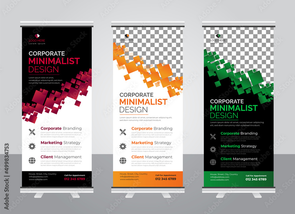 Professional Modern corporate colorful roll up standee banner design ...