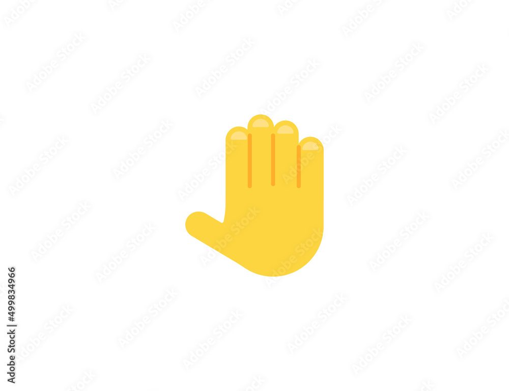 Backhand raising vector emoticon. Isolated stop hand sign emoji gesture ...