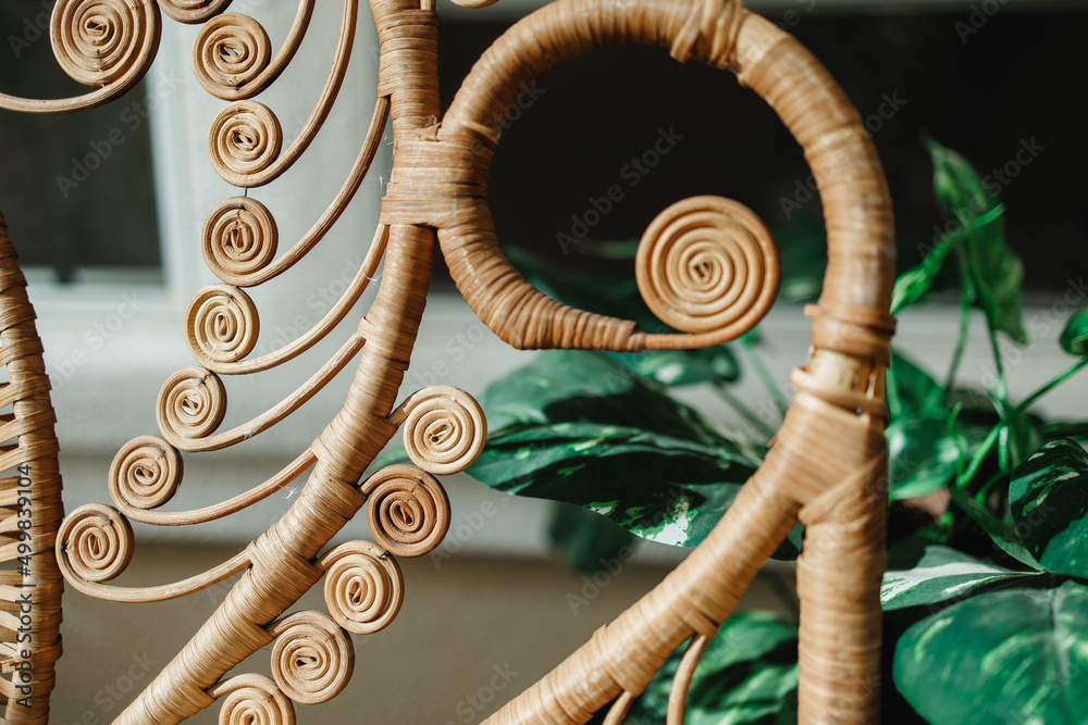 Hindu wedding details Brown wooden chair Cropped photo Stock Photo ...