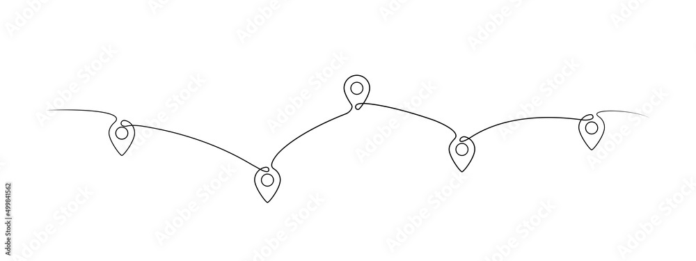 Location Pointers One Line Drawing Continuous One Line Pin Pointers Vector Illustration Gps