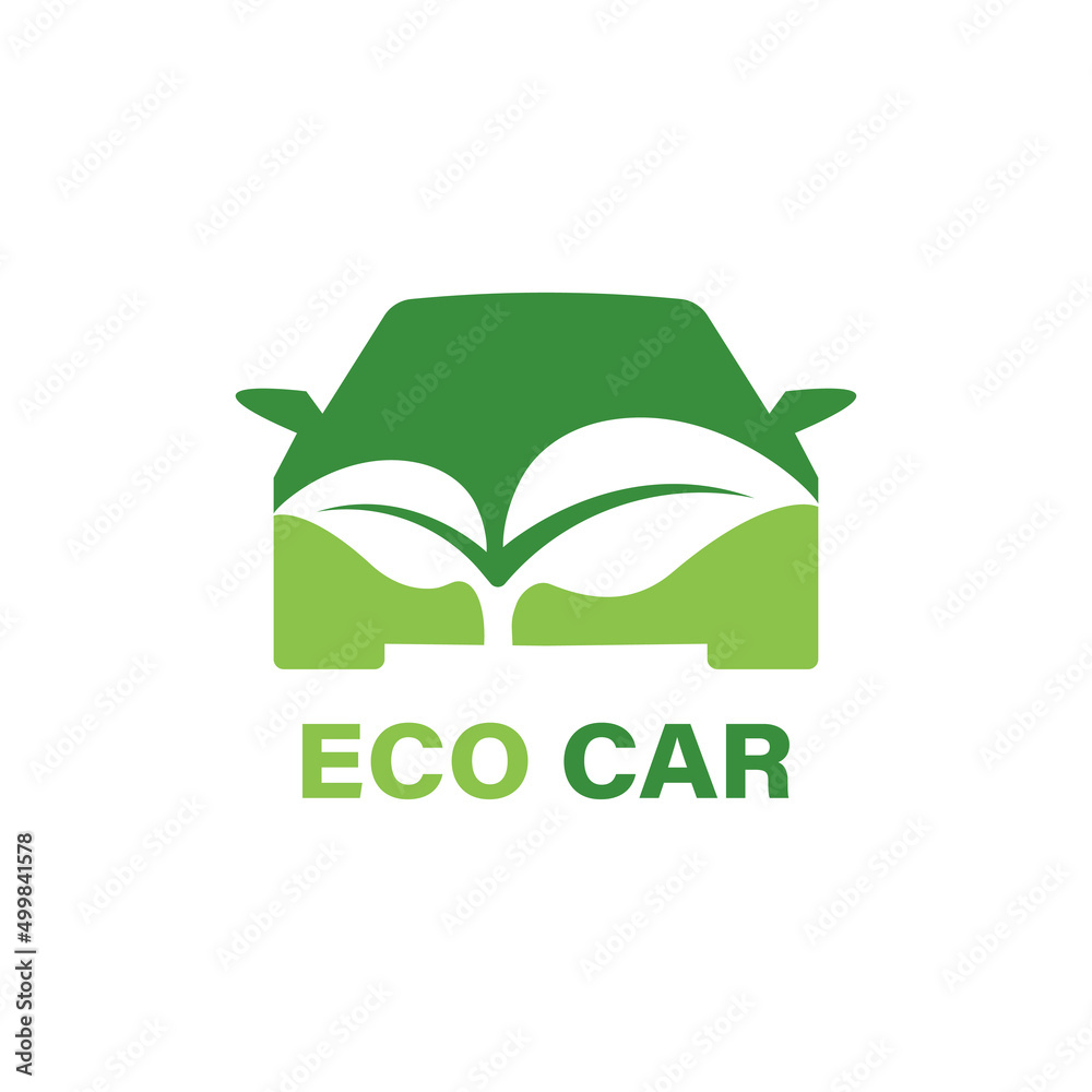 Eco car logo vector icon. Green car template. Ecological transport ...