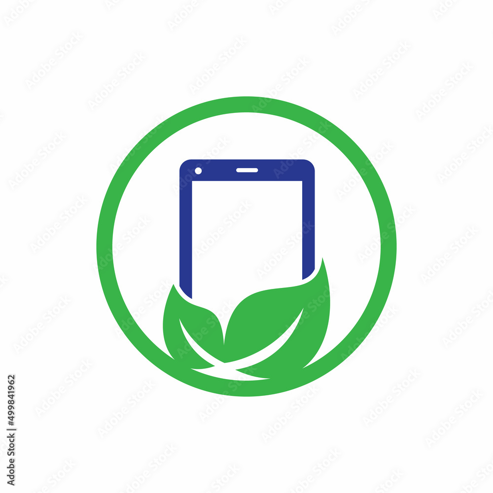 Nature phone vector logo template. mobile phone with leaf sign logo ...