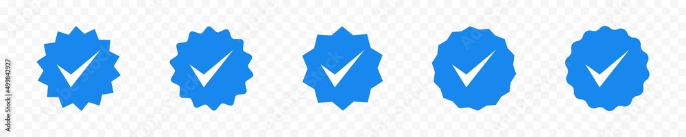 Blue checkmarks set on transparent background. Blue ticks. Profile ...