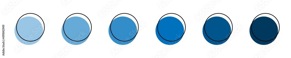 Different blue colour shades circles set. Blue colour tones collection ...