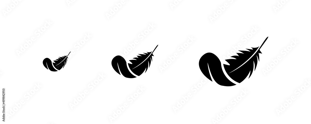 Bird feathers icon set isolated on white background. Different birds ...