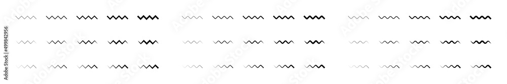 Big set of curvy wiggly wavy zig zag horizontal lines.Curvy lines big ...