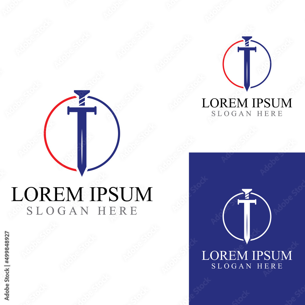 Sword, shield and king's sword logo. Logo design vector illustration ...