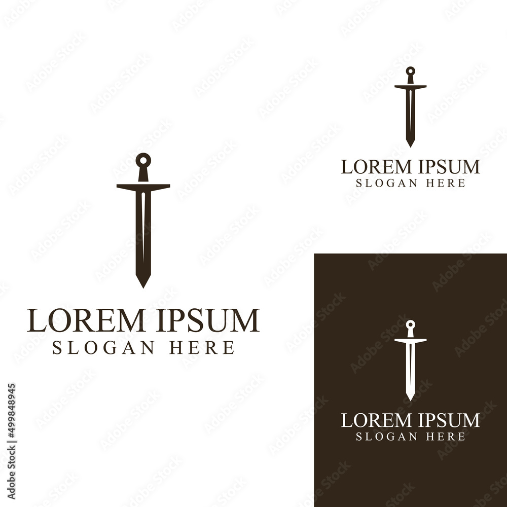 Sword, shield and king's sword logo. Logo design vector illustration ...