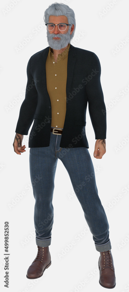 Full-length portrait of Marco, a 3D illustration computer character ...