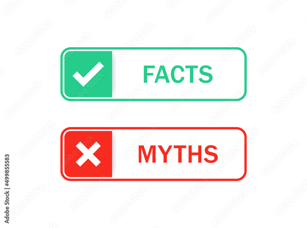 Facts vs myths icons with check mark icon button myths facts label ... Facts vs myths icons with check mark icon button myths facts label ...