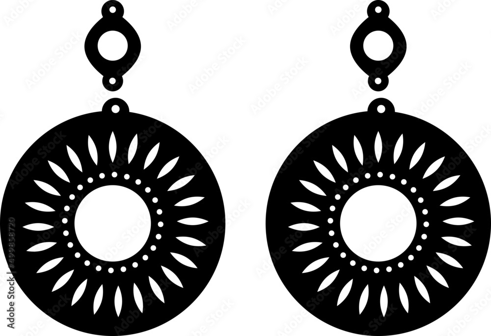 round floral earrings svg vector template earrings jewelry template for ...