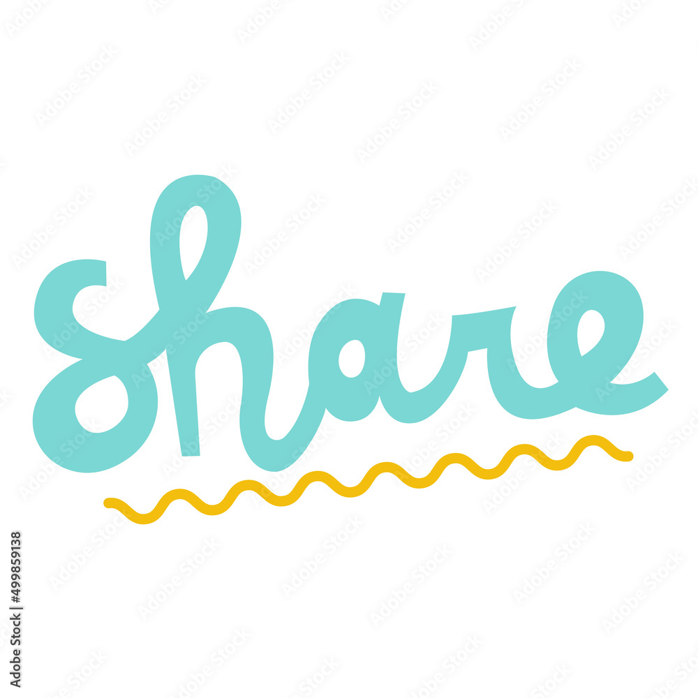 'Share' word lettering. Handwritten bright lettering. Vector ...