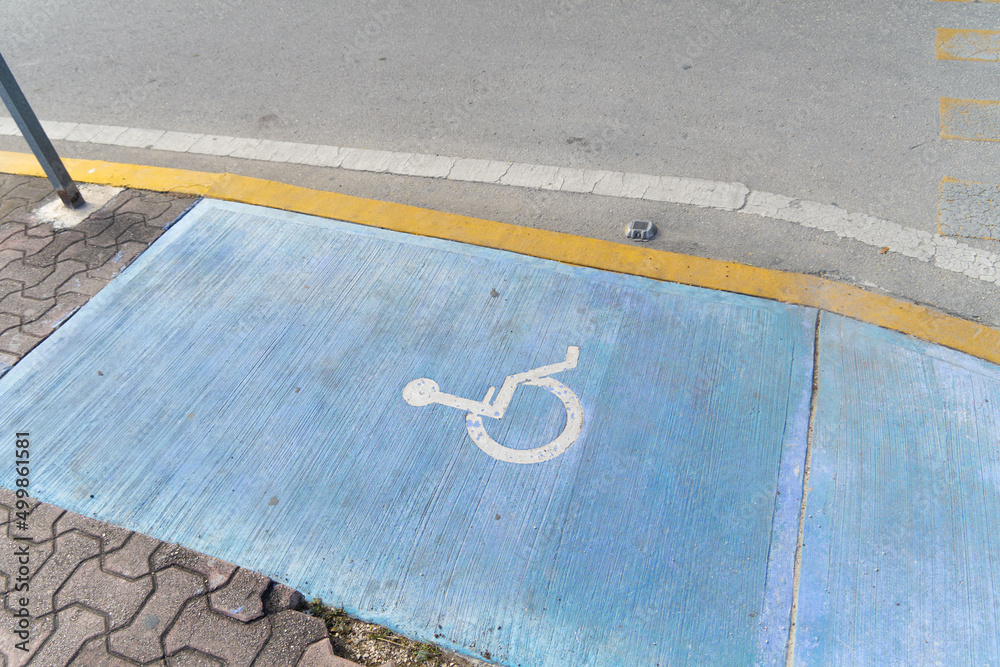 Wooden ramp for the safe crossing of the roadway for people with ...