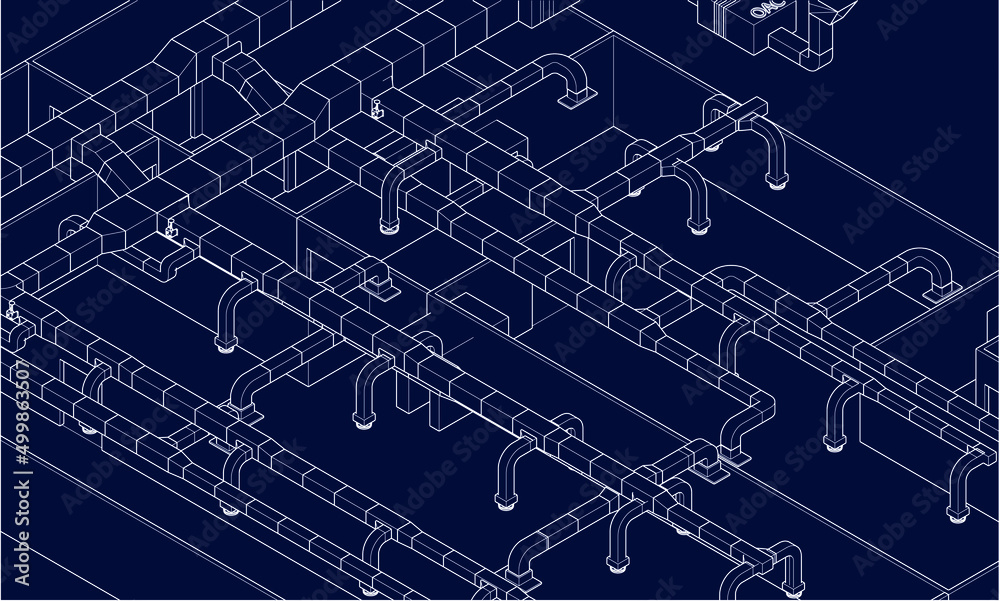 illustration of BIM air ducts design 3d vector blueprint Stock Vector ...