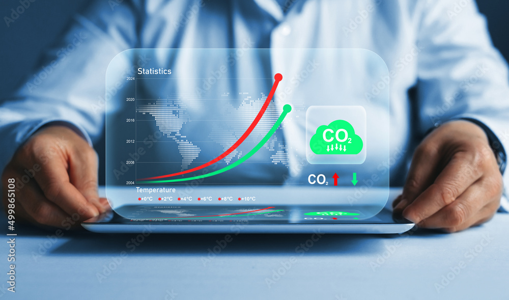 Statistics chart on increase in CO2 emissions and their decrease ...