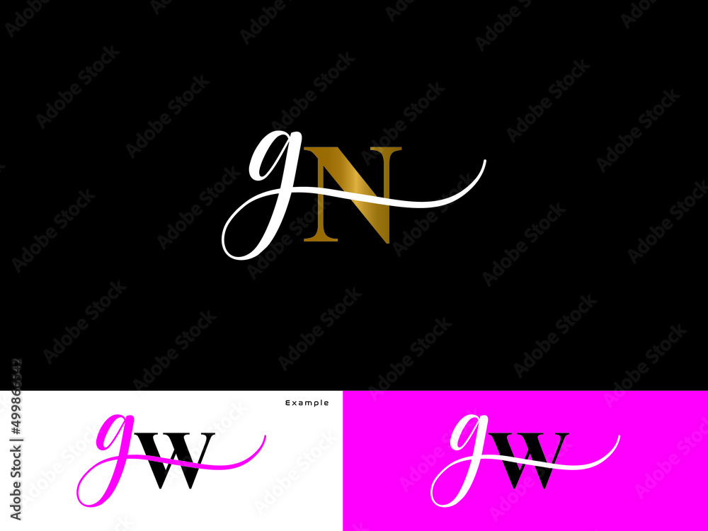 Beautiful GN Logo Icon Design, Signature Gn ng Colorful Logo Letter ...