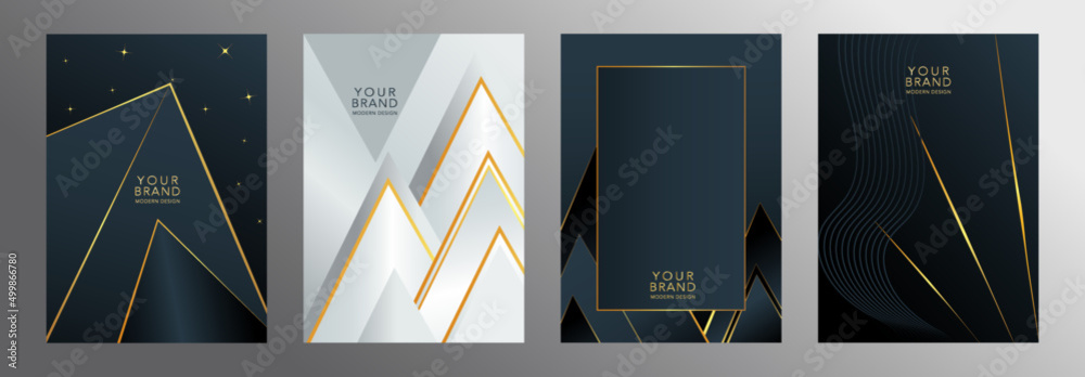 Modern premium cover frame design set. Luxury abstract creative black ...