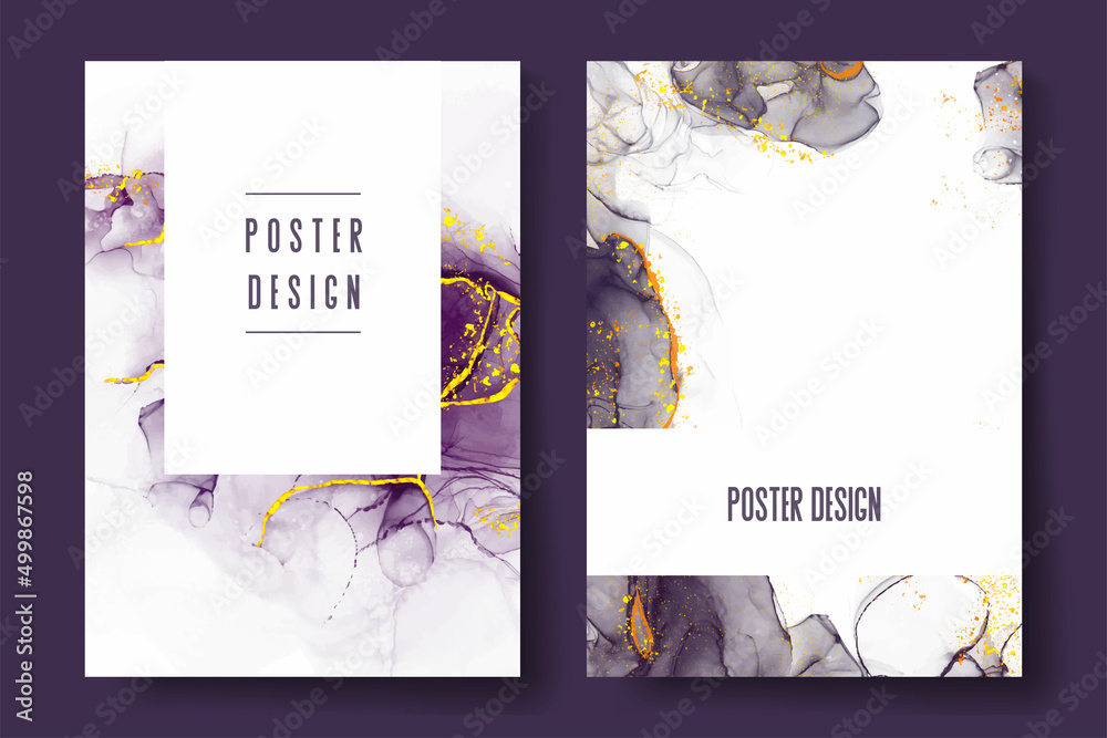 Cool marble prints, vector cover design templates. Fluid marble stone ...