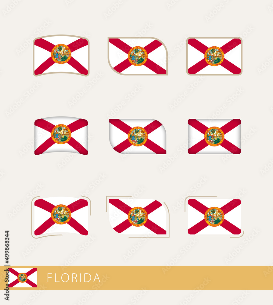 Vector flags of Florida, collection of Florida flags. Stock Vector ...