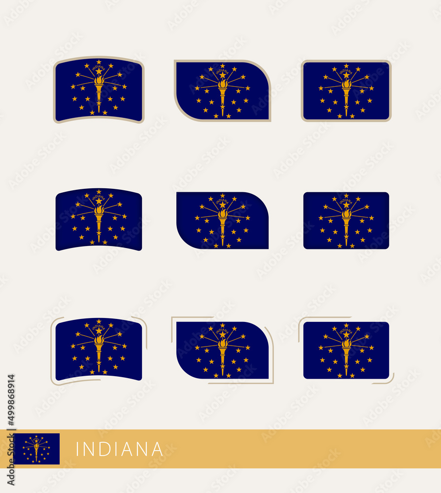 Vector flags of Indiana, collection of Indiana flags. Stock Vector ...