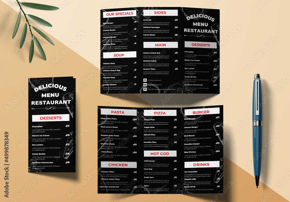 Restaurant Food Menu Layout Stock Template | Adobe Stock