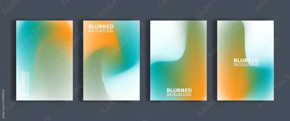 Blurred backgrounds set with modern abstract blurred color gradient ...