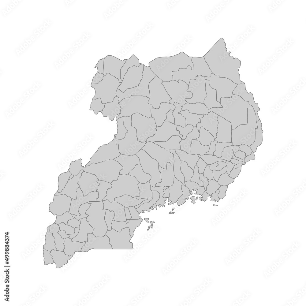 Outline political map of the Uganda. High detailed vector illustration ...