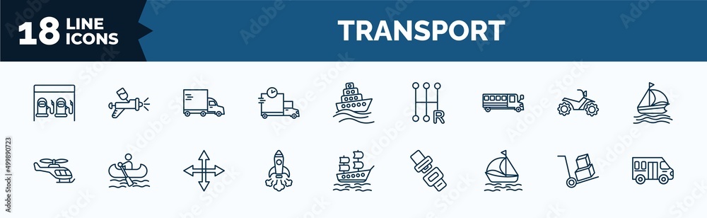 set of transport web icons in outline style. thin line icons such as ... set of transport web icons in outline style. thin line icons such as ...