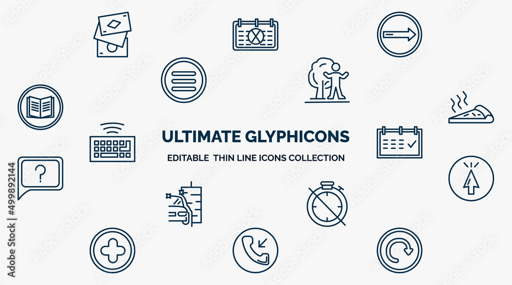 concept of ultimate glyphicons web icons in outline style. thin line ...