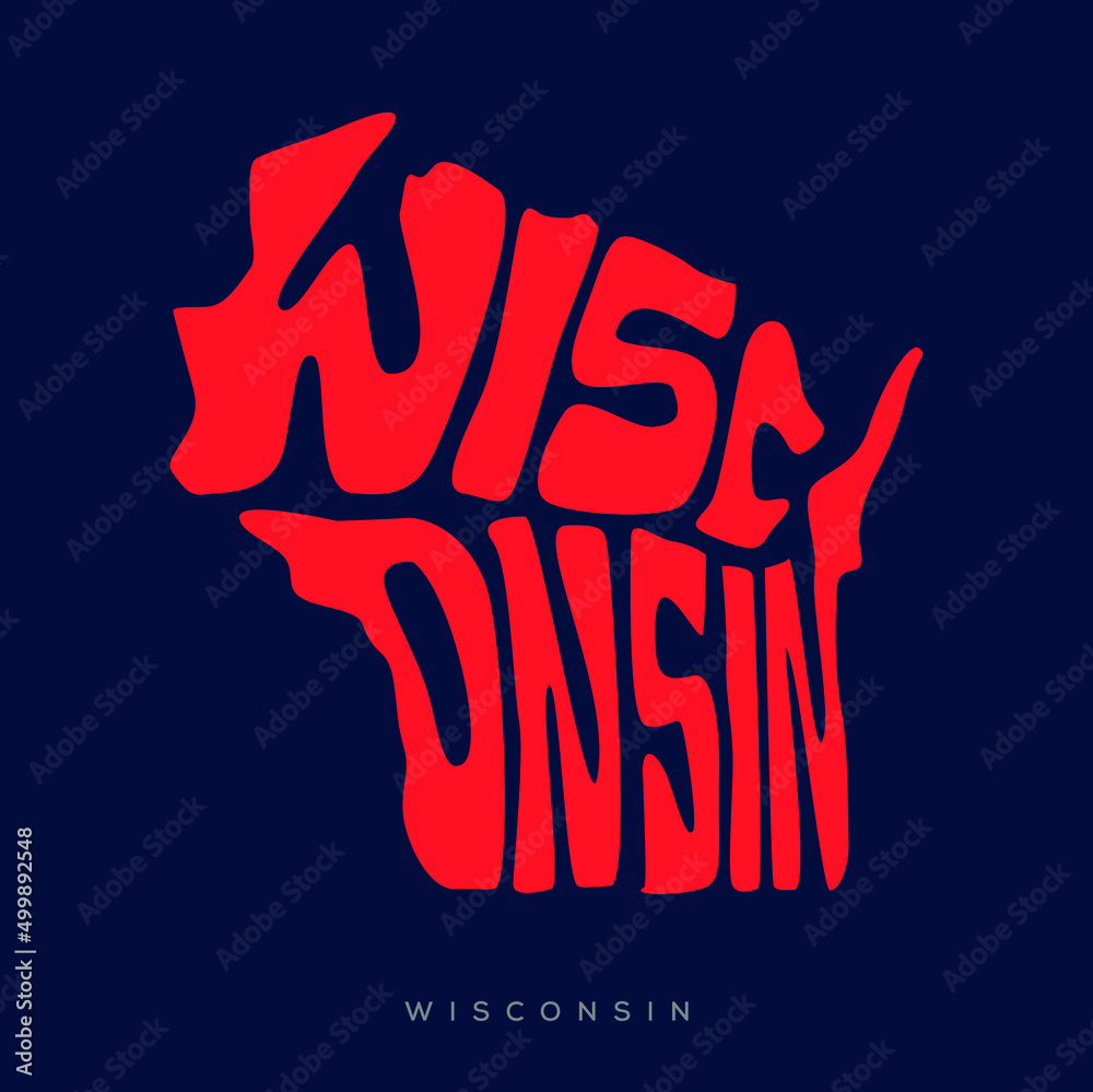 Wisconsin map typography. Wisconsin state map typography. Wisconsin ...