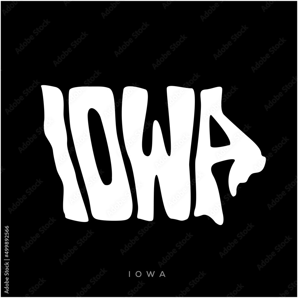 Iowa map typography. Iowa state map typography. Iowa lettering. Stock ...