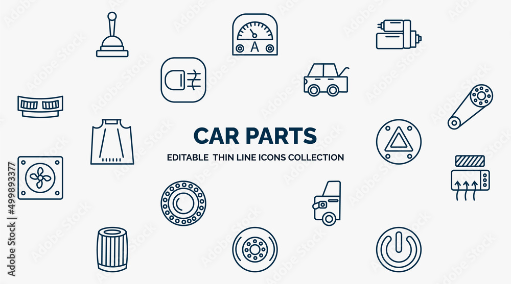concept of car parts web icons in outline style. thin line icons such ...