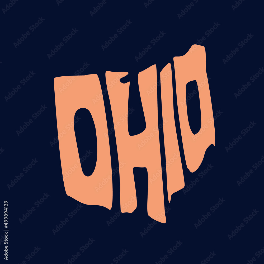 Ohio map typography. Ohio state map typography. Ohio lettering. Stock ...