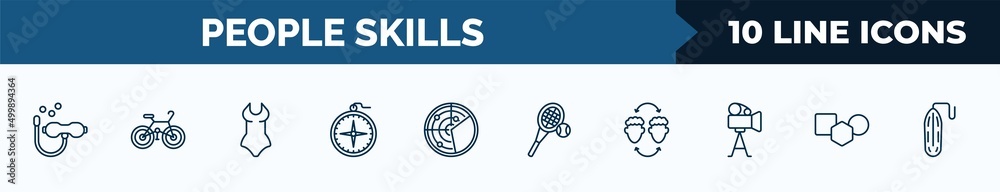 set of 10 people skills web icons in outline style. thin line icons ...