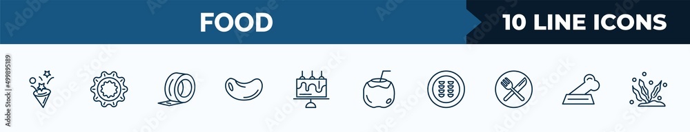 set of 10 food web icons in outline style. thin line icons such as ...