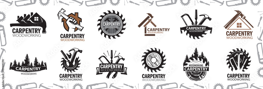 Vector logo of carpentry workshop and woodwork Stock Vector | Adobe Stock