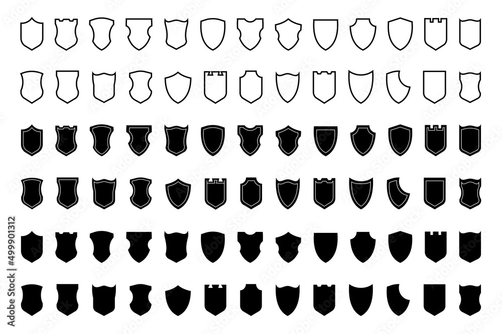 Shield icons set. Collection of security shield icons isolated on white ... Shield icons set. Collection of security shield icons isolated on white ...