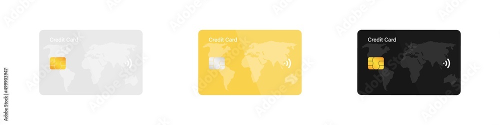 Gold silver and black bank card design template set. Isolated credit or ...
