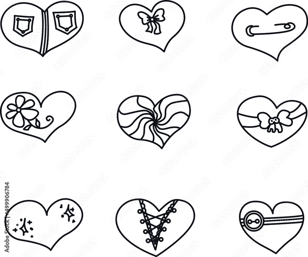 Hand drawn cartoon heart set. Cute hearts for kids childern design ...