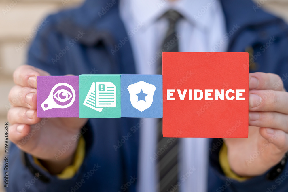 Evidence concept. Proof in law justice court. Crime investigation ...