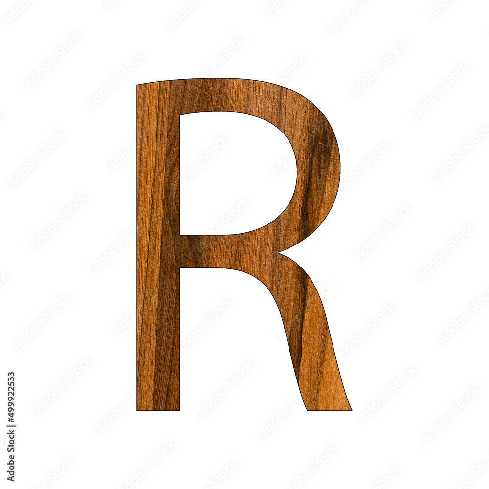 Uppercase letter R - wood texture - white background Stock Illustration ...