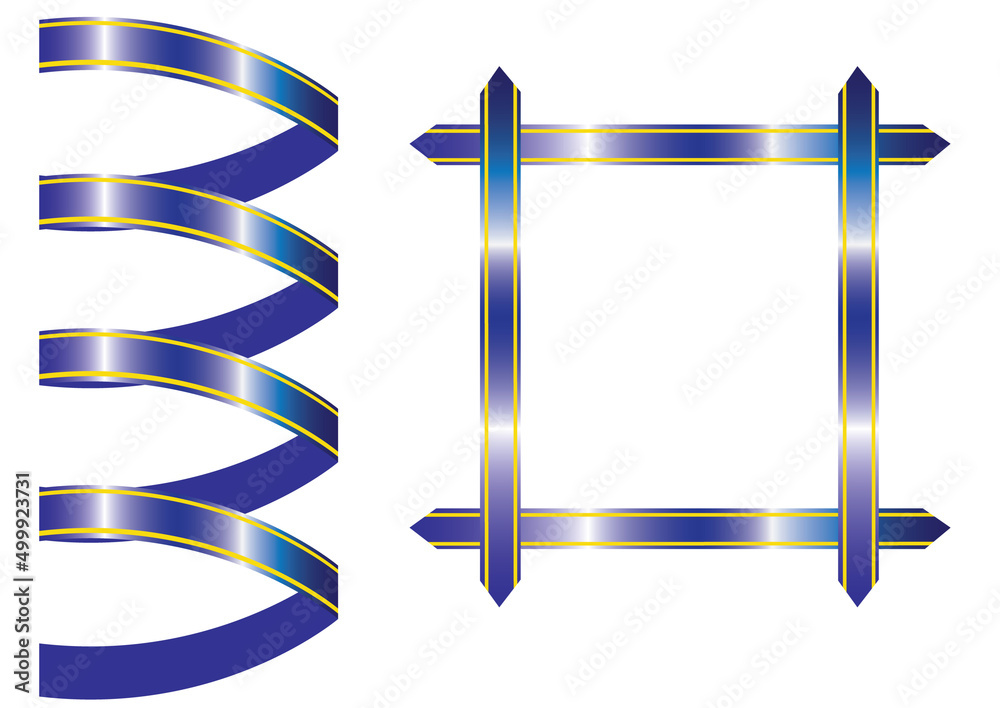 Illustration of a blue ribbon and a dry same frame with spikes. Set ...