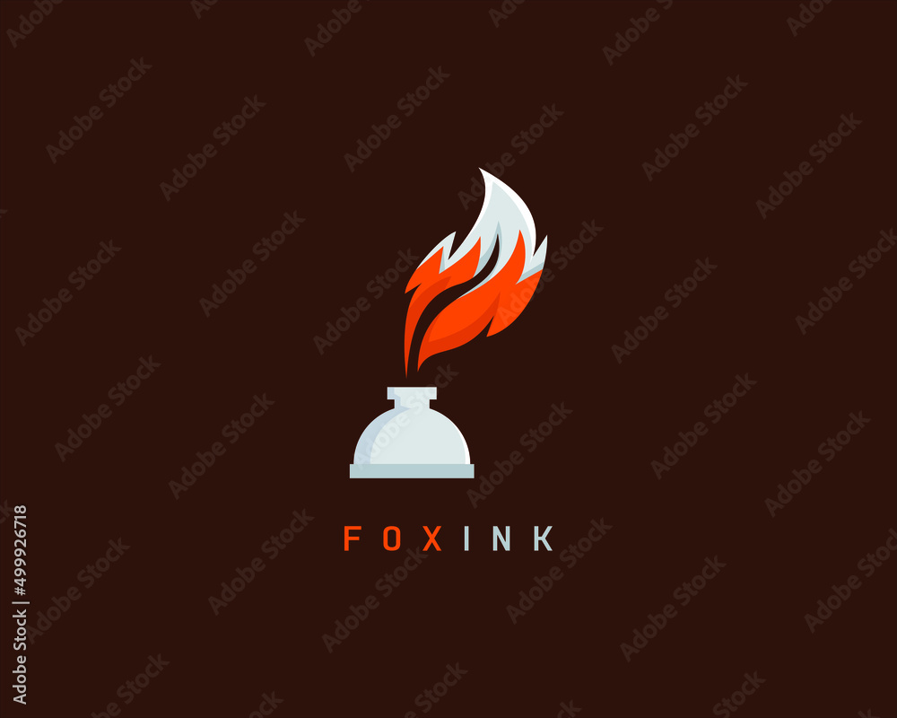 Fox and ink combination logo vector Stock Vector | Adobe Stock