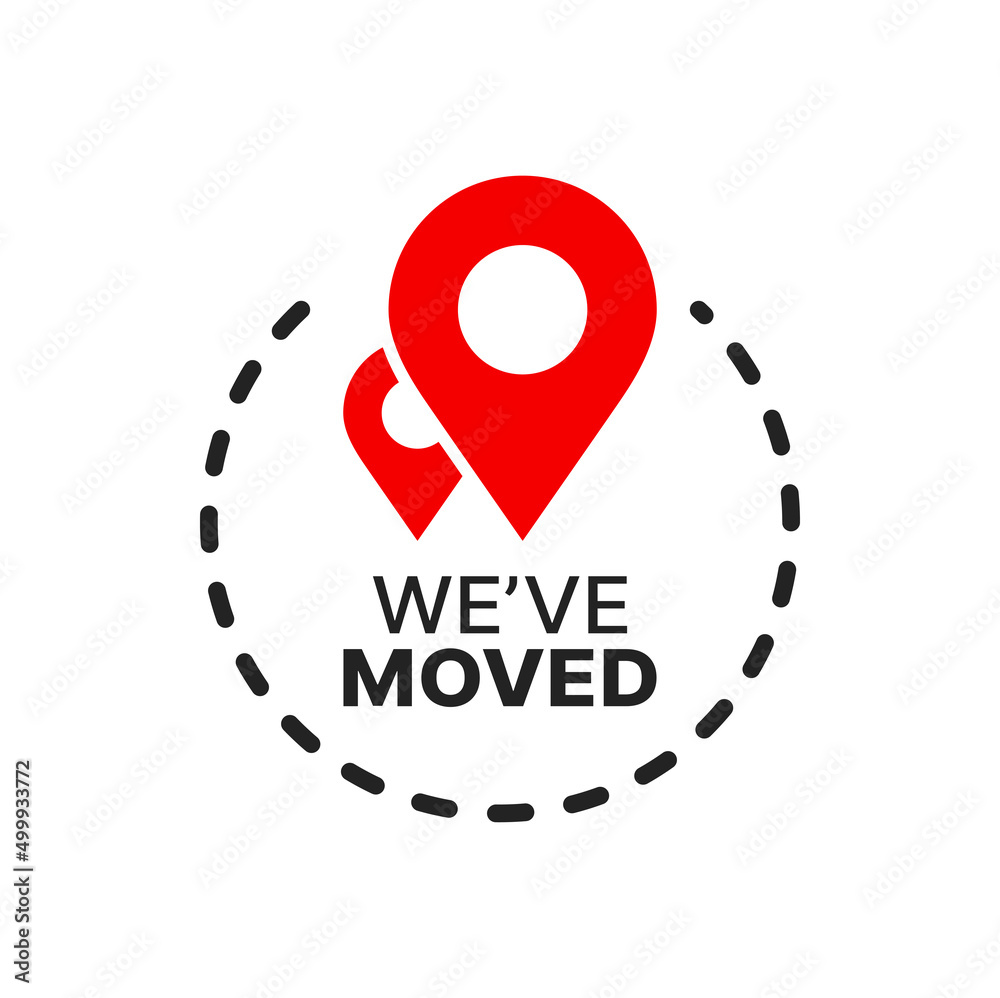 Have move icon or sign with red location pins in vector frame of route ...