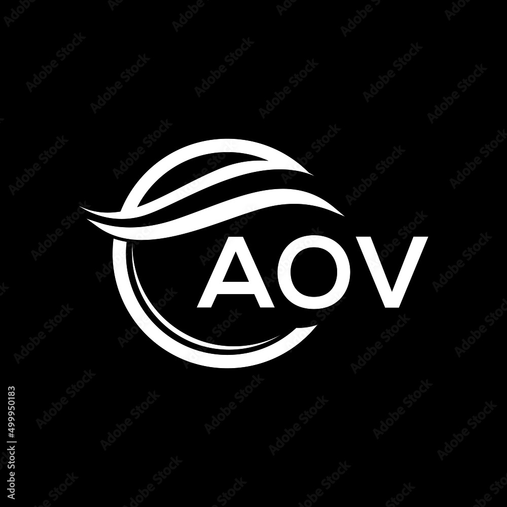 AOV letter logo design on black background. AOV creative initials ...