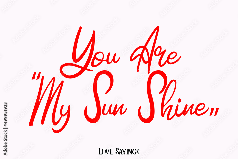 Vetor de You Are My Sun Shine in Beautiful Cursive Red Color Typography ...