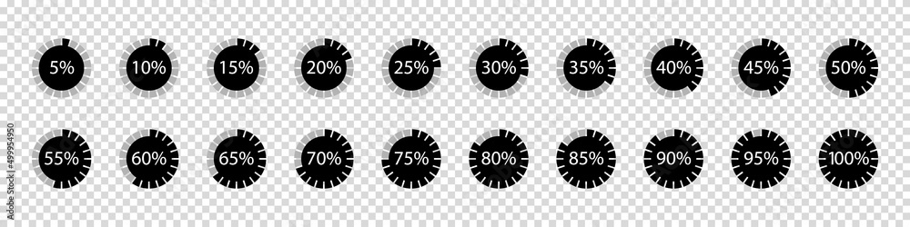 Download Progress Circle Icons - Vector Illustrations From 5 To 100 ...